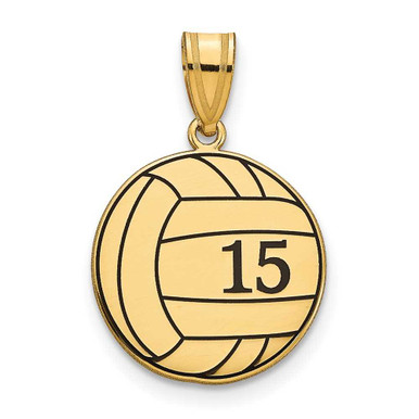 10K Yellow Gold & Black Enamel Personalized Volleyball Pendant at ...
