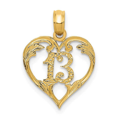 10K Yellow Gold 13 in Heart Cut-out Pendant at BillyTheTree Jewelry