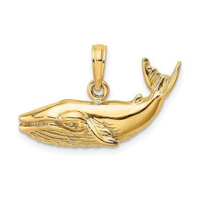 10K Yellow Gold 2-D Humpback Whale Pendant at BillyTheTree Jewelry