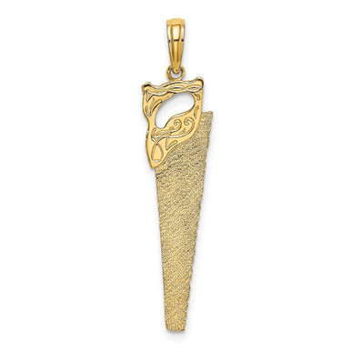 10K Yellow Gold 3-D Flat Hand Saw Pendant at BillyTheTree Jewelry