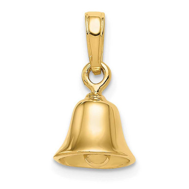 10k Yellow Gold 3-D Moveable Bell Pendant at BillyTheTree Jewelry