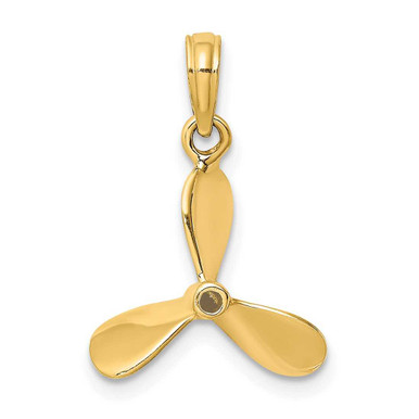 10k Yellow Gold 3-D w/ 3 Blades Propeller Pendant at BillyTheTree Jewelry