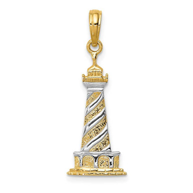 10K Yellow Gold and Rhodium Cape Hatteras Lighthouse Pendant at ...