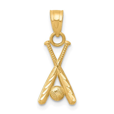10K Yellow Gold Baseball w/ Bats Pendant at BillyTheTree Jewelry