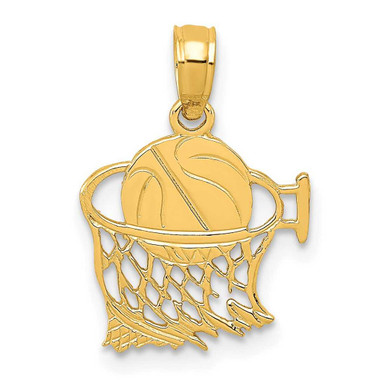 10k Yellow Gold Basketball in Net Pendant at BillyTheTree Jewelry