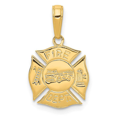 10K Yellow Gold Fire Dept Shield Pendant at BillyTheTree Jewelry