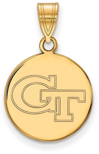 10K Yellow Gold Georgia Institute of Technology Medium Disc Pendant by ...
