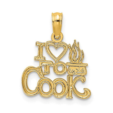 10K Yellow Gold I HEART TO COOK Pendant at BillyTheTree Jewelry