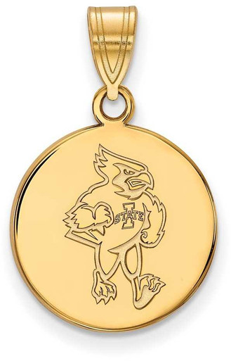 10K Yellow Gold Iowa State University Medium Disc Pendant by LogoArt ...