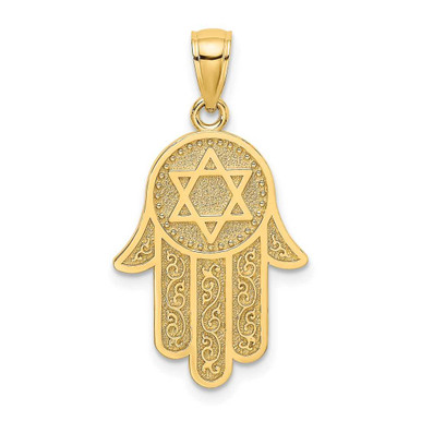 10k Yellow Gold Jewish Hand Of God with Star of David Pendant at ...