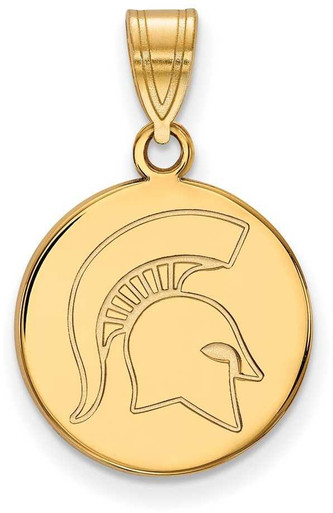 10K Yellow Gold Michigan State University Medium Disc Pendant LogoArt ...