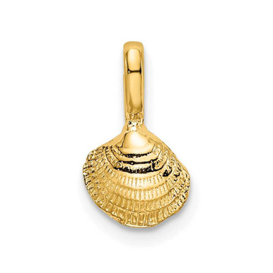 10K Yellow Gold Mini Clam Shell Pendant at BillyTheTree Jewelry