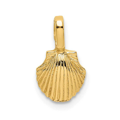 10K Yellow Gold Mini Scallop Shell Pendant at BillyTheTree Jewelry