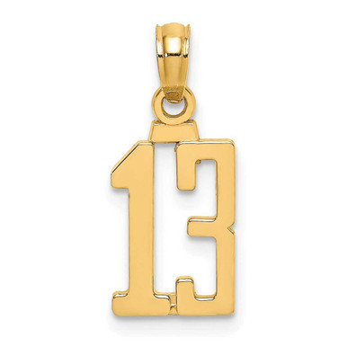 10k Yellow Gold Number 13 Pendant at BillyTheTree Jewelry