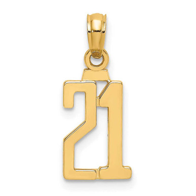 10k Yellow Gold Number 21 Pendant at BillyTheTree Jewelry