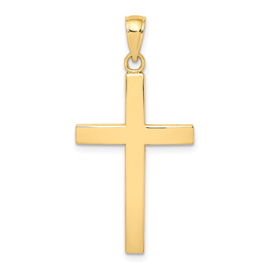 10k Yellow Gold Polished Beveled Cross Pendant at BillyTheTree Jewelry