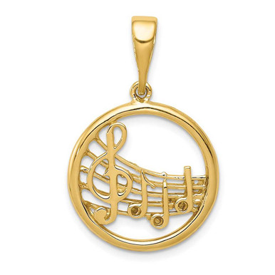 10K Yellow Gold Polished Musical Notes Pendant at BillyTheTree Jewelry