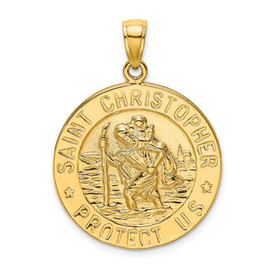 10K Yellow Gold Polished Saint Christopher Coin Pendant at BillyTheTree ...