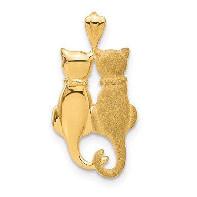 10K Yellow Gold Satin & Polished Cats Pendant at BillyTheTree Jewelry
