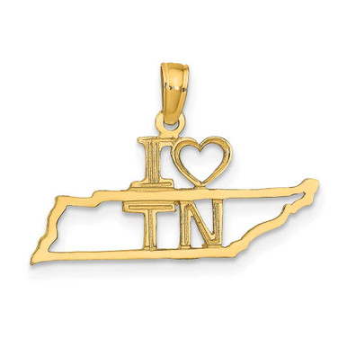 10k Yellow Gold Solid Tennessee State Pendant at BillyTheTree Jewelry