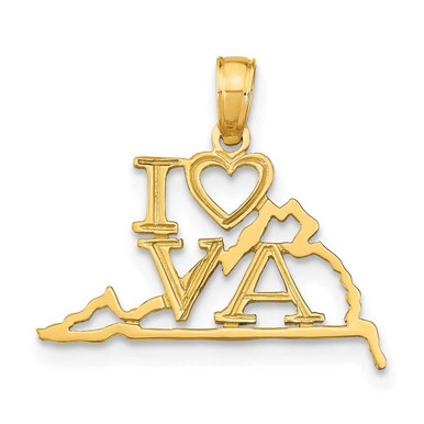 10k Yellow Gold Solid Virginia State Pendant at BillyTheTree Jewelry