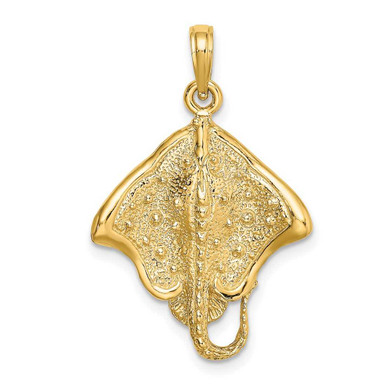10K Yellow Gold Stingray W/ Polished Edge Pendant at BillyTheTree Jewelry