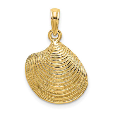 10k Yellow Gold Textured 2-D Clam Shell Pendant at BillyTheTree Jewelry