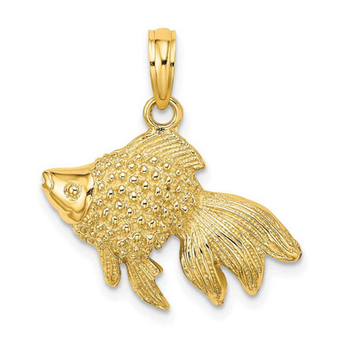 10k Yellow Gold Textured Angel Fish Pendant at BillyTheTree Jewelry