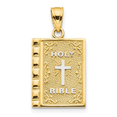 10k Yellow Gold with Rhodium-Plating Holy Bible Pendant at BillyTheTree ...