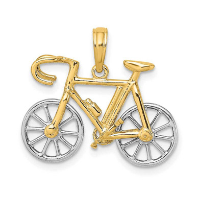 14k Gold with Rhodium-Plating 3-D Ten Speed Bicycle Pendant at ...