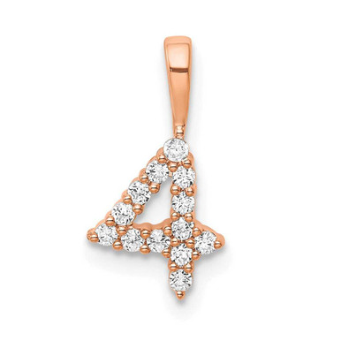 14K Rose Gold Diamond Number 4 Pendant at BillyTheTree Jewelry