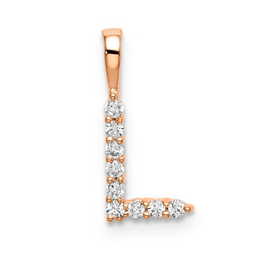 14K Rose Gold Small Initial L Diamond Pendant at BillyTheTree Jewelry