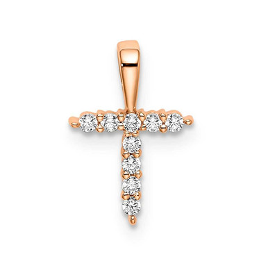 14K Rose Gold Small Initial T Diamond Pendant at BillyTheTree Jewelry
