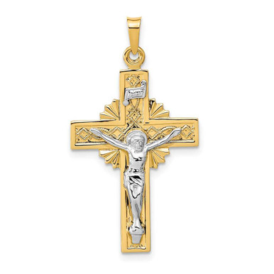 14k Two-tone Gold INRI Crucifix Pendant XR738 at BillyTheTree Jewelry