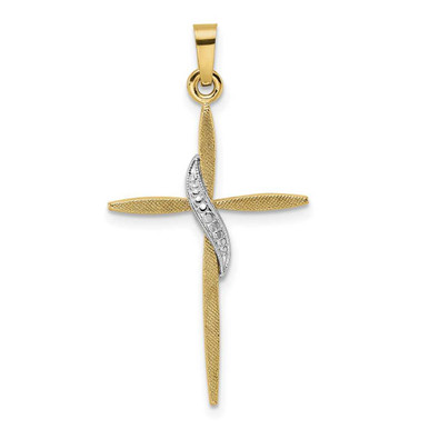 14K Two-tone Gold Solid Methodist Cross Pendant at BillyTheTree Jewelry