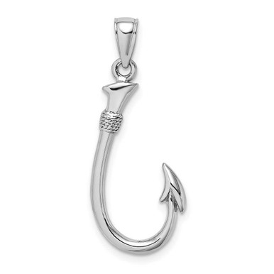 14k White Gold 3-D Fish Hook Pendant at BillyTheTree Jewelry