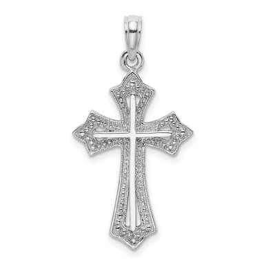 14k White Gold Beaded Cross Pendant K8484W at BillyTheTree Jewelry