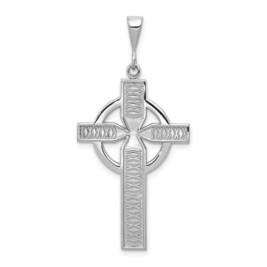 14K White Gold Celtic Cross Pendant CH129 at BillyTheTree Jewelry