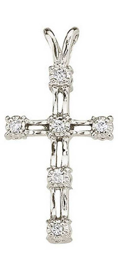 14K White Gold Diamond Cross Pendant (Chain NOT included) (CM-P8995W ...