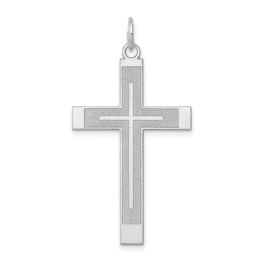 14K White Gold Laser Designed Cross Pendant XR947 at BillyTheTree Jewelry
