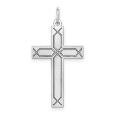 14K White Gold Laser Designed Cross Pendant XR950 at BillyTheTree Jewelry