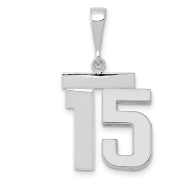 14K White Gold Medium Polished Number 15 Pendant at BillyTheTree Jewelry