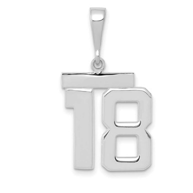 14K White Gold Medium Polished Number 18 Pendant at BillyTheTree Jewelry
