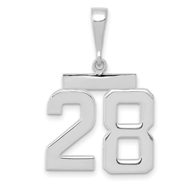 14K White Gold Medium Polished Number 28 Pendant at BillyTheTree Jewelry