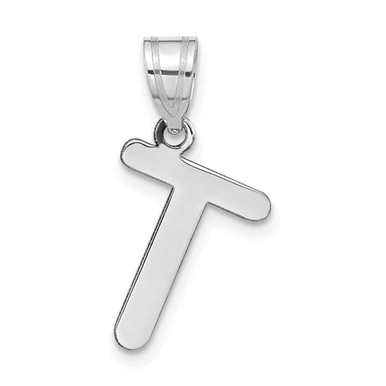 14K White Gold Polished Bubble Letter T Initial Pendant at BillyTheTree ...
