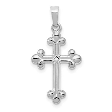 14K White Gold Polished Budded Cross Pendant XR1601 at BillyTheTree Jewelry