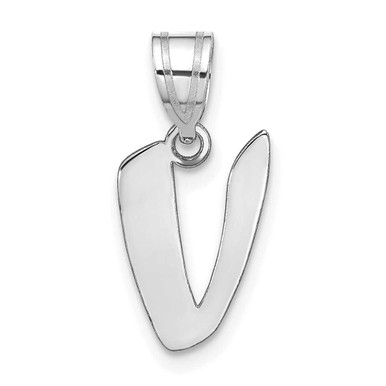14K White Gold Polished Script Letter V Initial Pendant at BillyTheTree ...