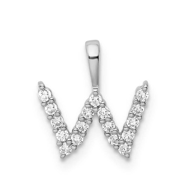 14K White Gold Small Initial W Diamond Pendant at BillyTheTree Jewelry