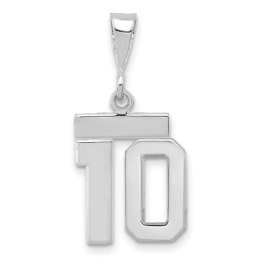 14K White Gold Small Polished Number 10 Pendant at BillyTheTree Jewelry