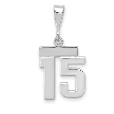 14K White Gold Small Polished Number 15 Pendant at BillyTheTree Jewelry